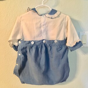 Antique Baby Romper, 1910 Toddler Playsuit, Embroidered Ducks Blue With ...
