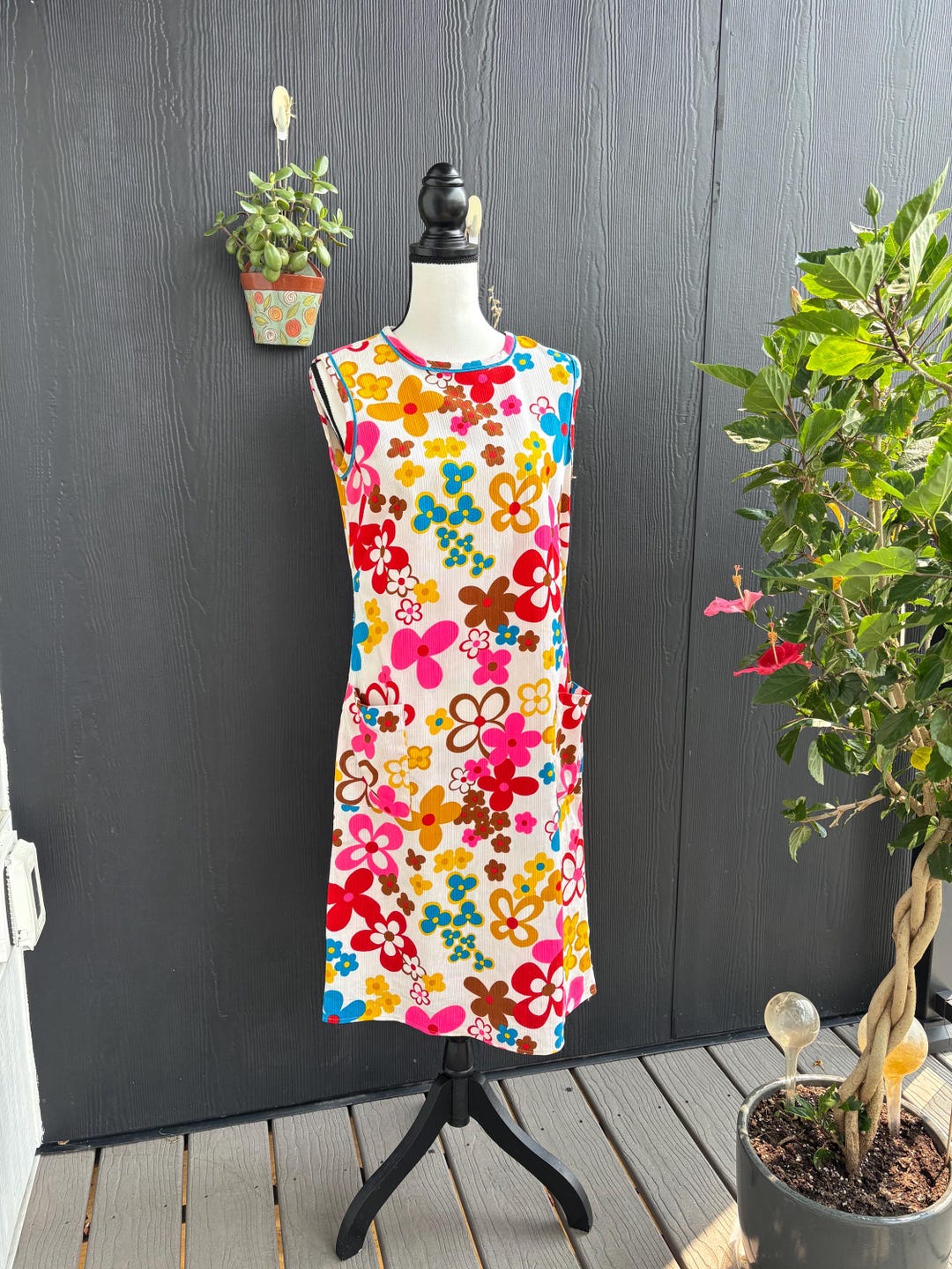 Vintage 60s MOD Dress, Flower Power Shift Dress, Flutterbye Dress ...