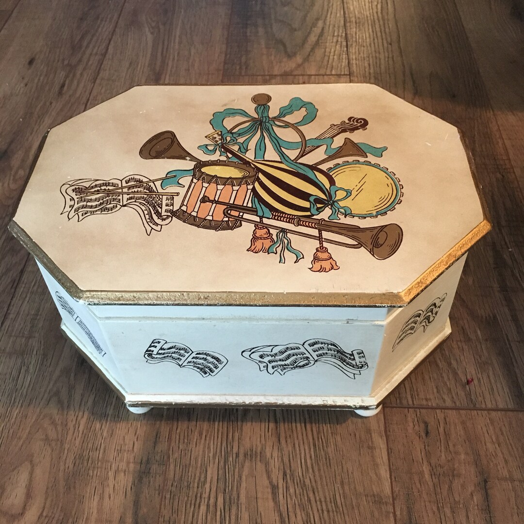 Vintage Fuji Musical Jewelry Box, Victorian Instruments Decor - Etsy