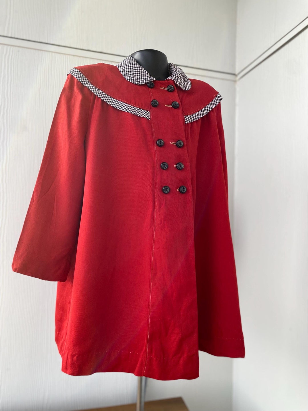 Vintage Girls Red Swing Coat, Sears Honeysuckle, Woven Trim - Etsy