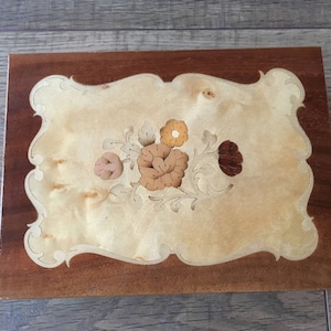 Vintage Fuji Music Box, Made in Italy, Plays Love Story, Inlaid Wood ...