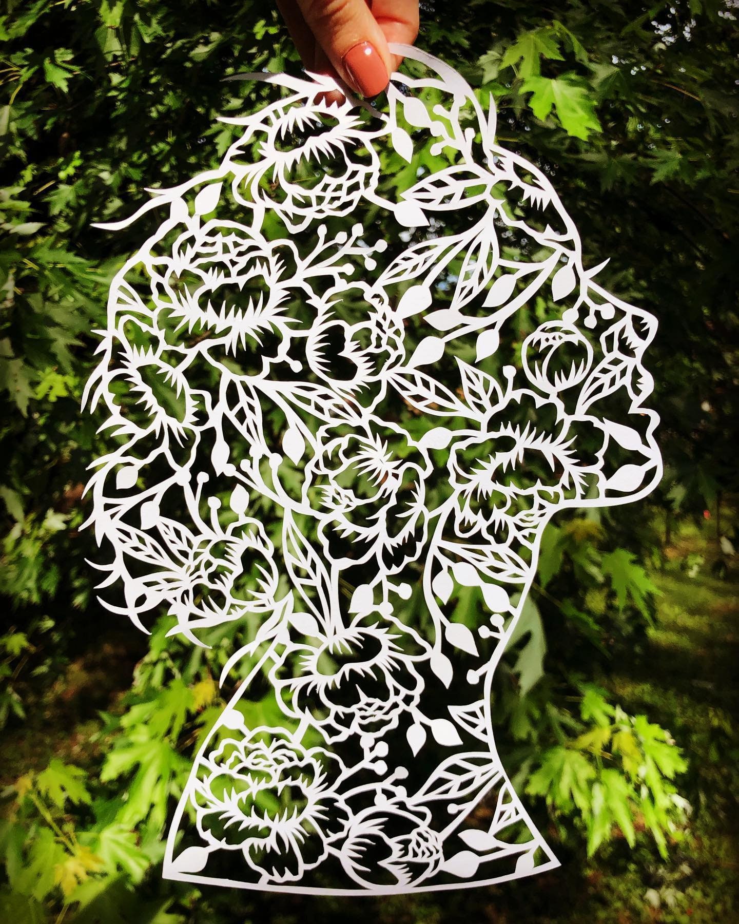 Floral Woman - Papercut Template for Papercutting, Machine Cut, Cricut ...