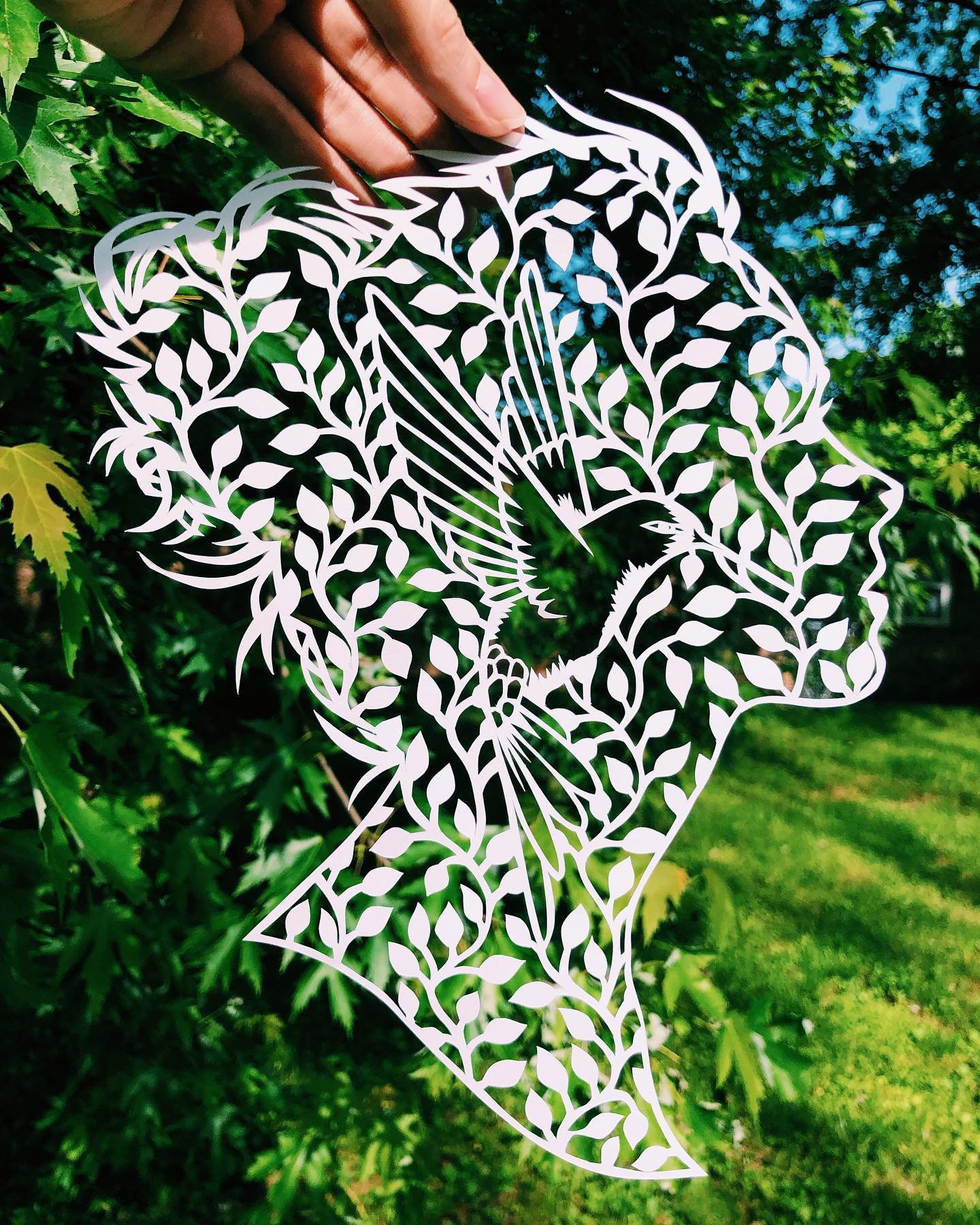 Hummingbird Woman - Papercut Template for Papercutting, Machine Cut ...