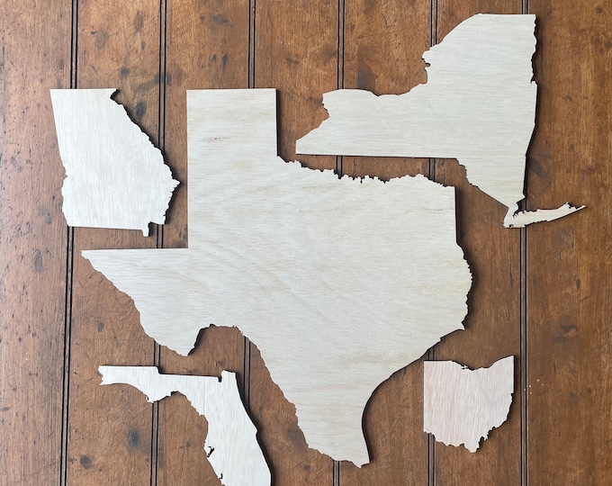 Wooden State Cutout Shape for Signs, Wood State Cutout, Wood State Home ...