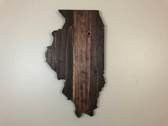 Illinois Rustic Wood State Wooden Illinois State Rustic | Etsy