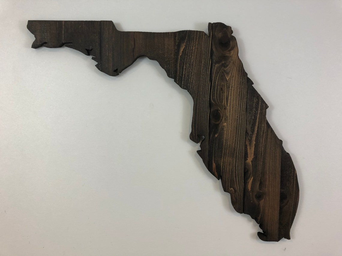 Florida Rustic Wood State Wooden Florida State Rustic | Etsy