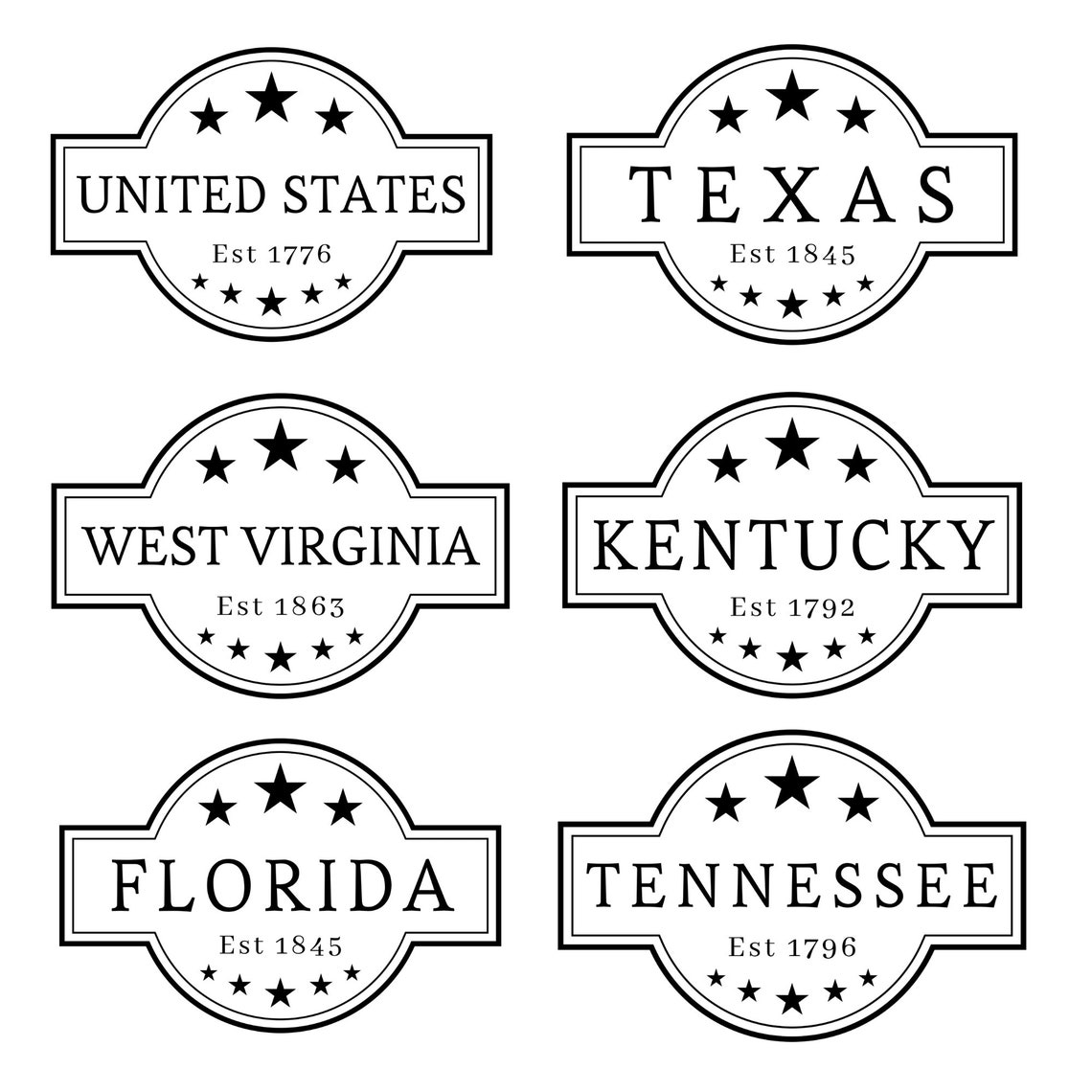 50 American State Sign Badges SVG PNG Cricut and CNC Files - Etsy