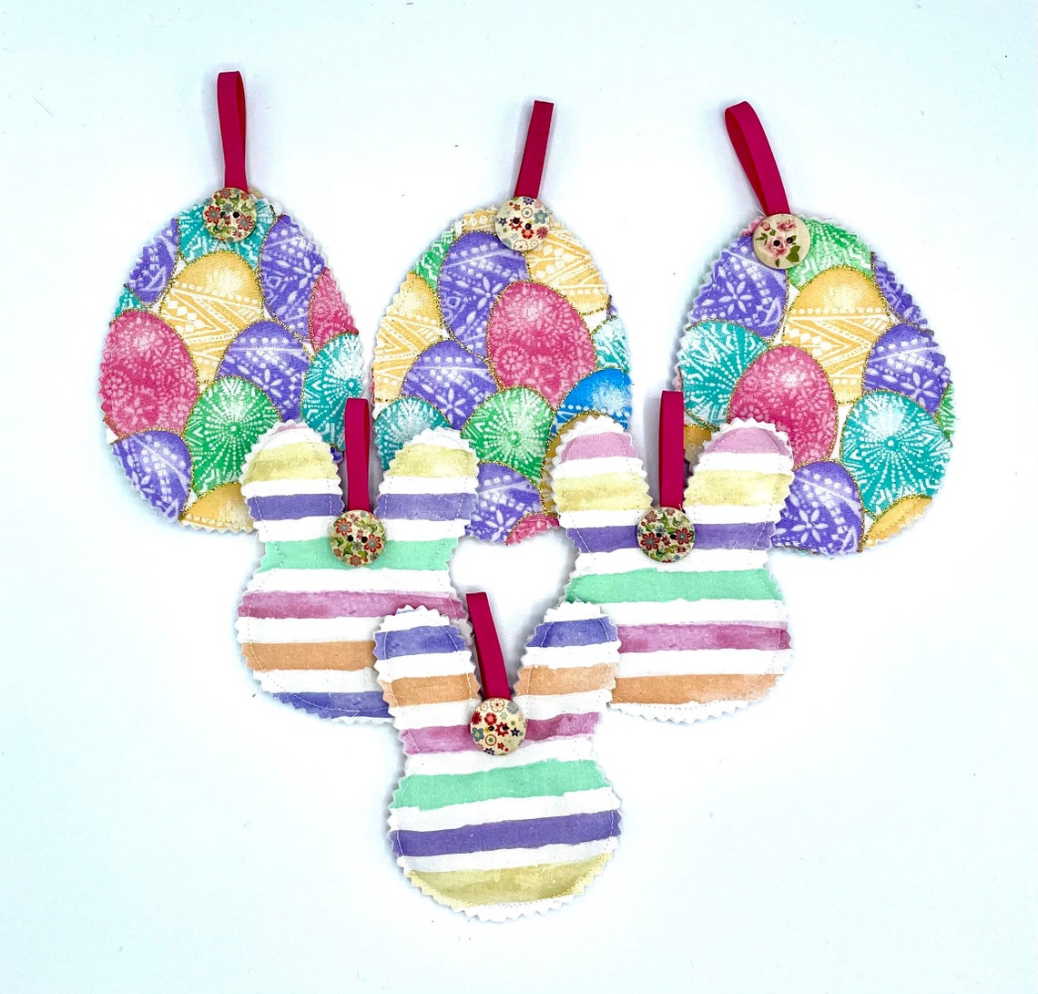 Easter Decorations Set of 6 Easter Egg and Bunny Fabric | Etsy