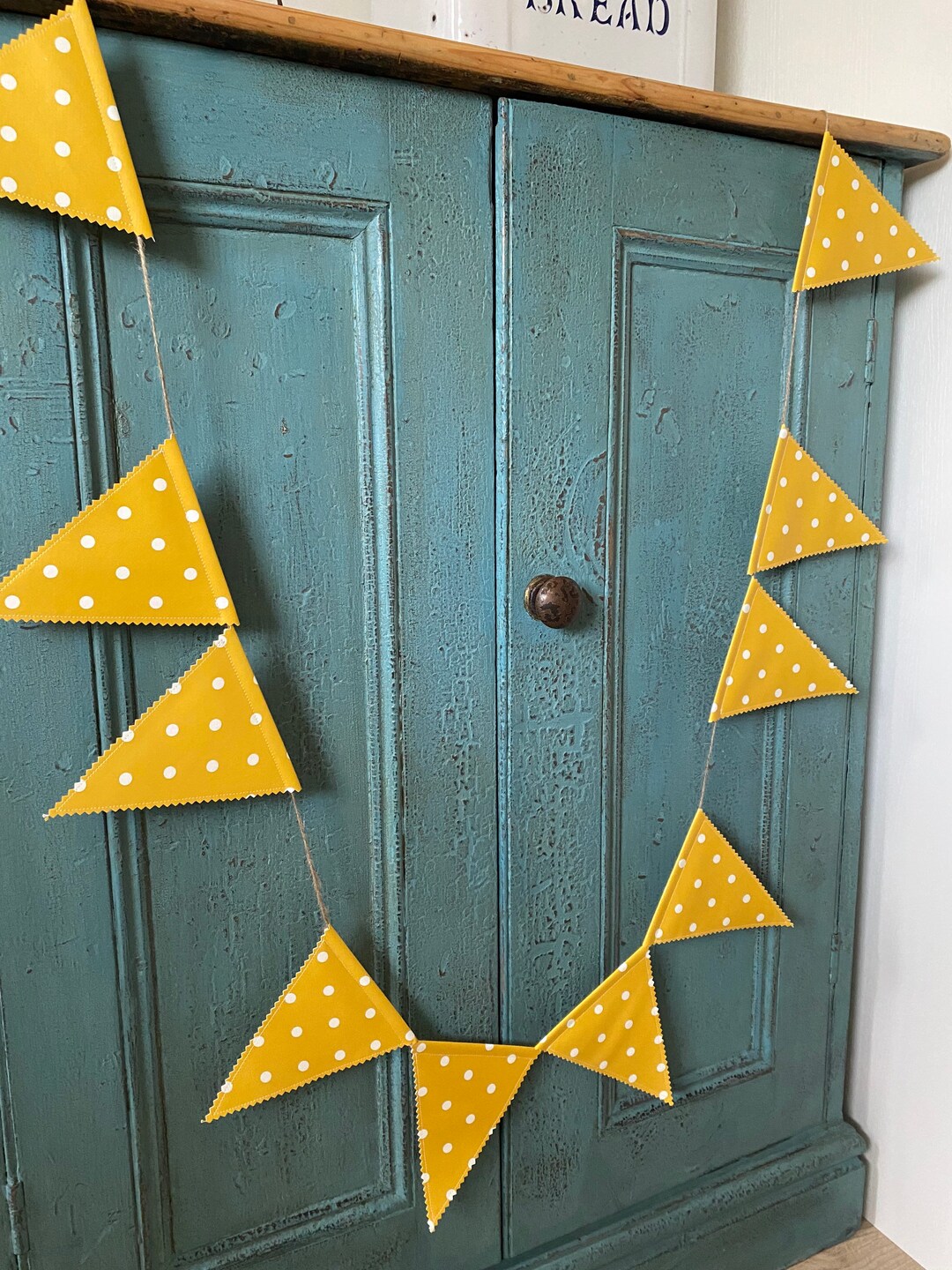 Yellow Ochre Polka Dot Bunting: Weather Resistant Oilcloth Banner - Etsy