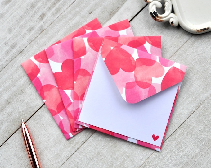 Heart Mini Envelopes, Valentine Cards, Love Notes, Set of 4 - Etsy