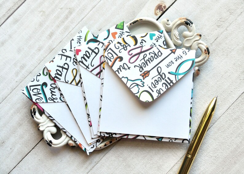 Christian Mini Envelopes Christian Note Cards Baptismal Note | Etsy