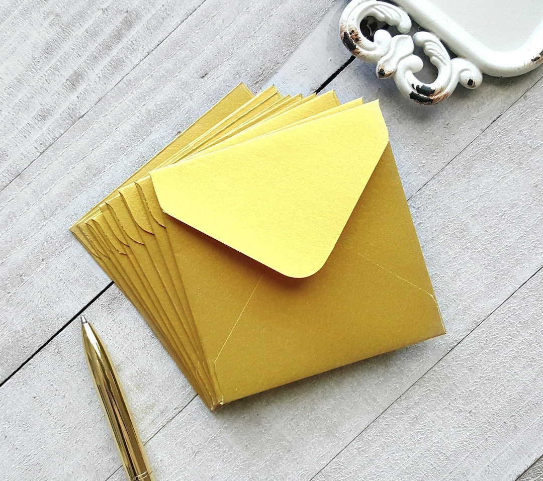 Gold Mini Envelopes, Blank Mini Cards, Bridal Shower Advice Cards, Set ...