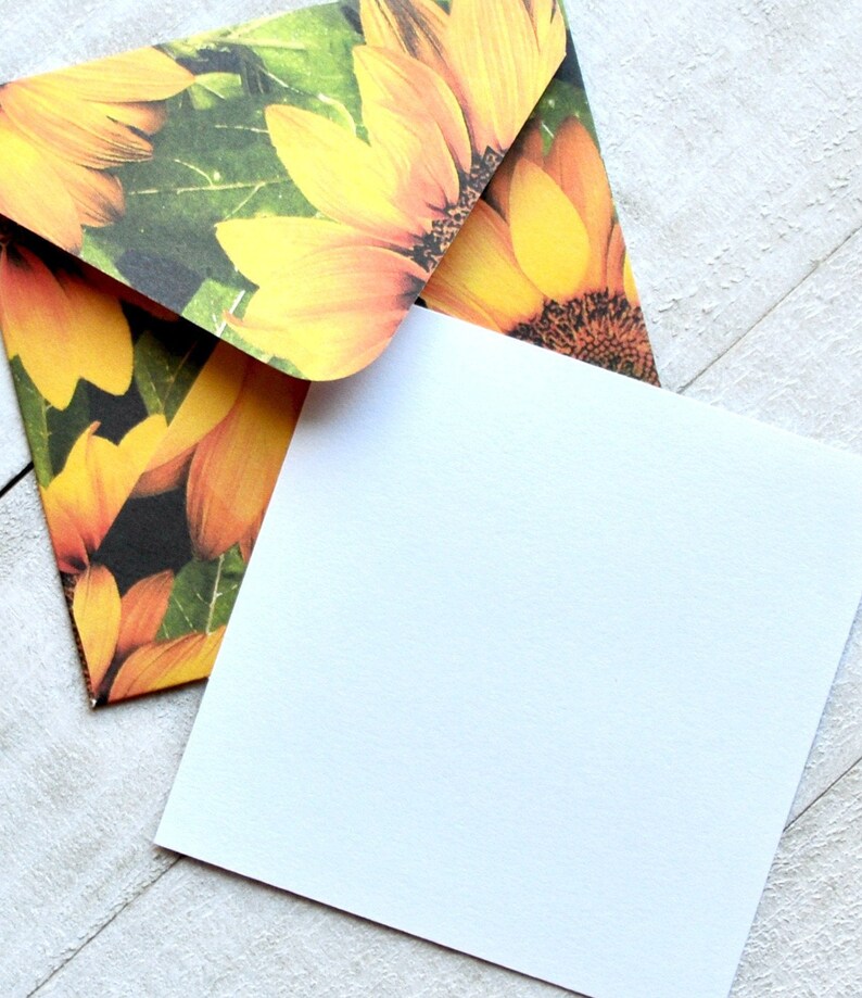 Sunflower Mini Envelopes Blank Mini Cards Floral Envelopes - Etsy