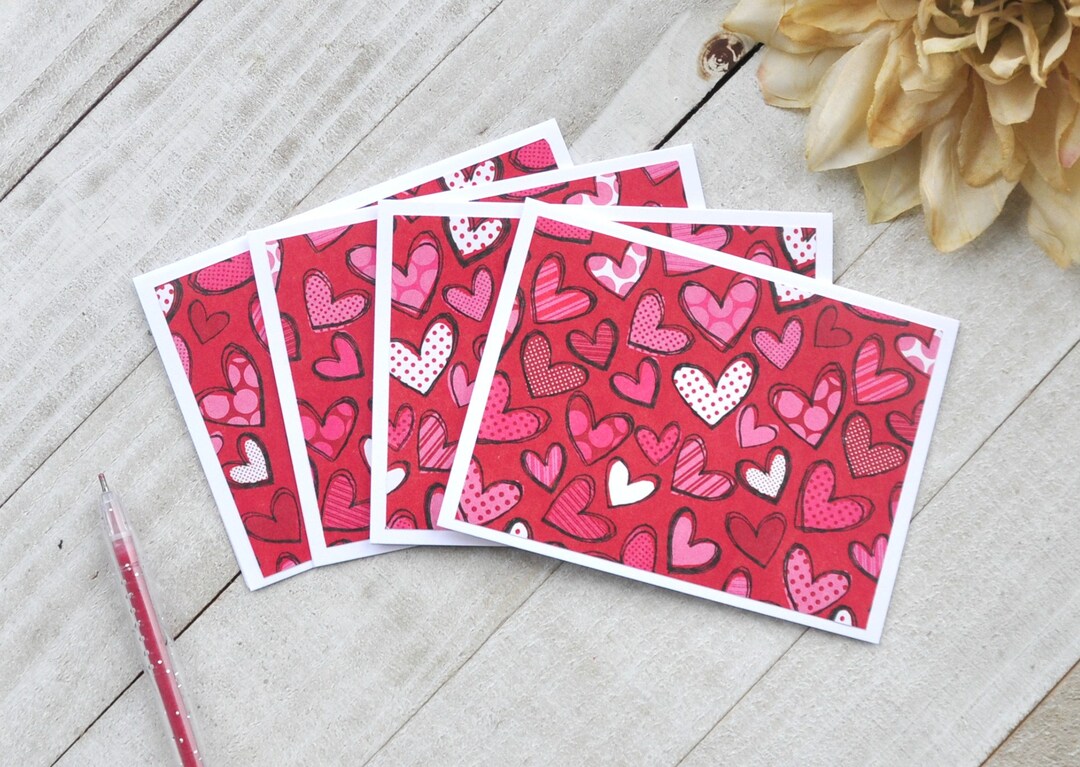 Small Heart Cards, Mini Valentine Cards, Advice Cards, Small Stationery ...