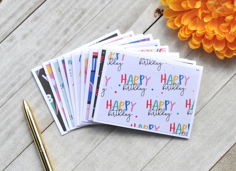 Assorted Birthday Mini Cards, Blank Birthday Cards, Favor Cards, Small ...