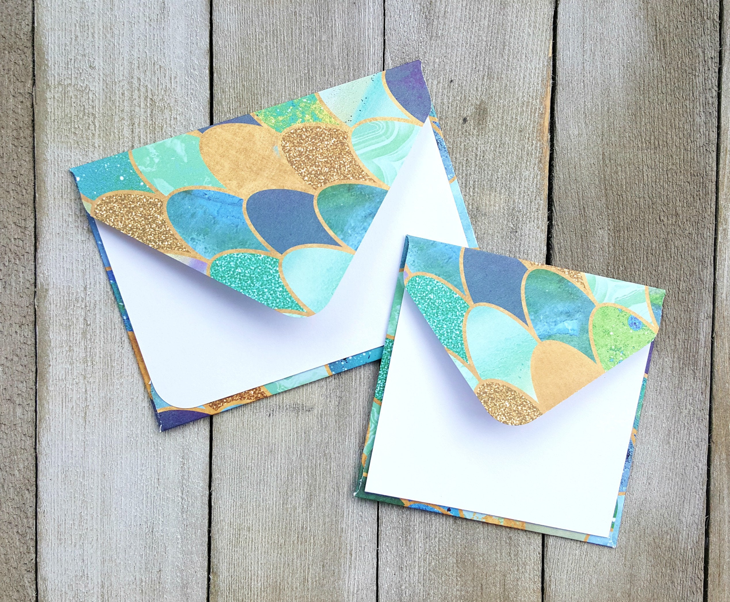 Mermaid Mini Envelopes Blank Mermaid Cards Mermaid Scales | Etsy