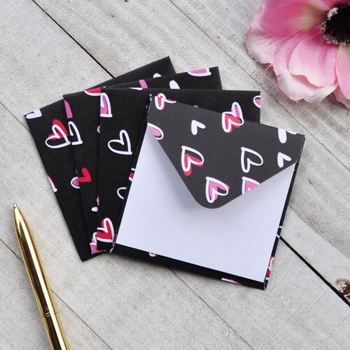 Heart Mini Envelopes Valentine Cards Love Notes Set of 4 - Etsy