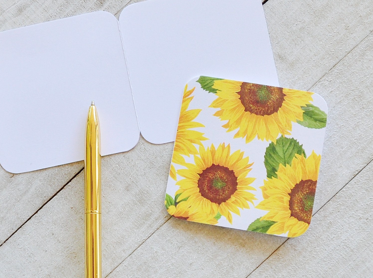 Sunflower Mini Cards, Blank Note Cards, Small Floral Note Cards, Gift ...