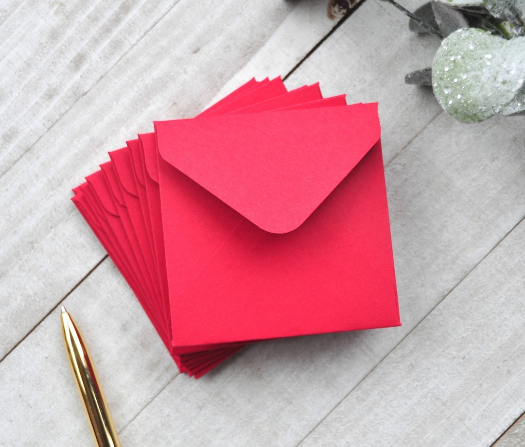 Red Mini Envelopes, Blank Mini Cards, Valentine's Day Envelopes, Bridal ...