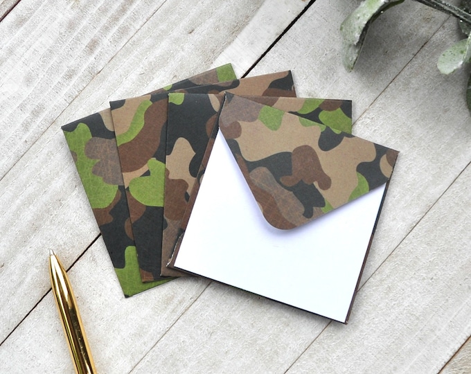 Camo Mini Envelopes, Camouflage Note Cards, Enclosure Cards, Blank ...
