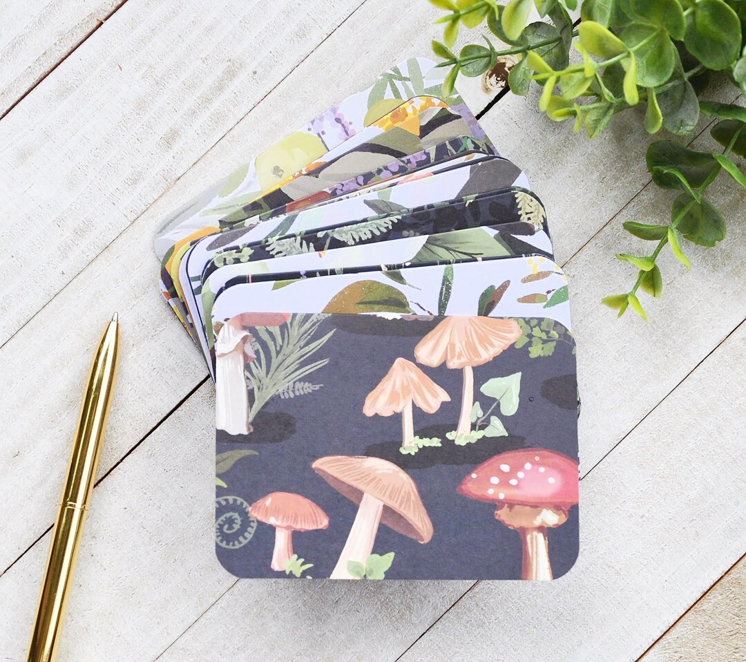 Small Assorted Floral Note Cards, Mushroom Mini Cards, Housewarming ...