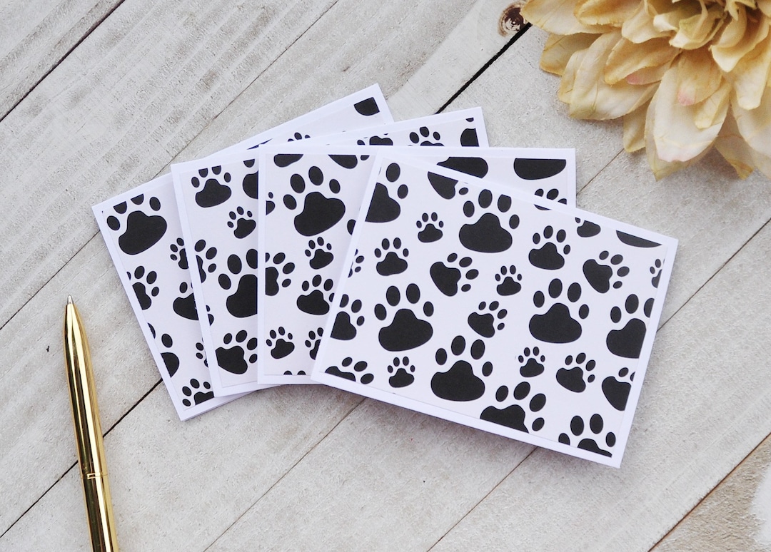 Paw Print Mini Cards, Paw Print Blank Cards, Enclosure Cards, Patterned ...