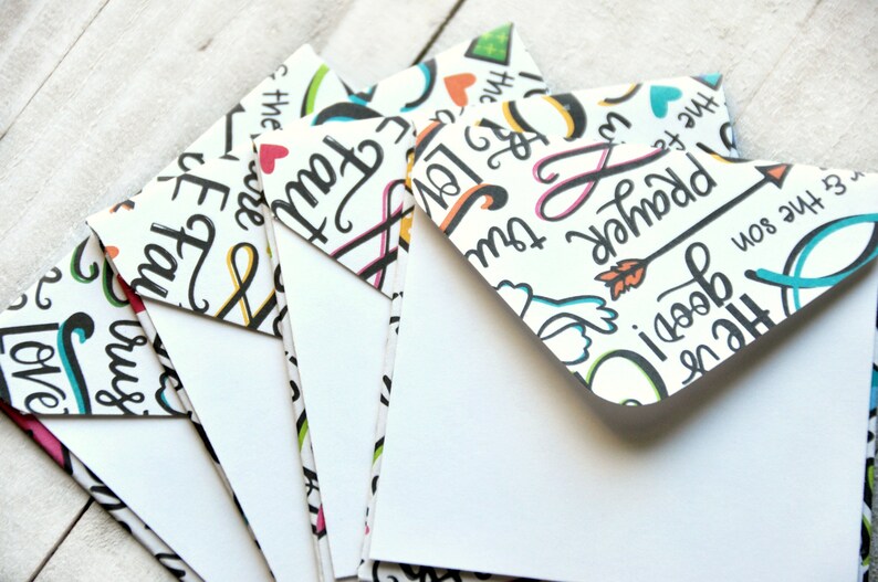 Christian Mini Envelopes Christian Note Cards Baptismal Note | Etsy
