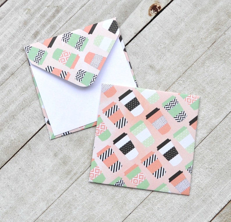 Coffee Mini Envelopes Blank Cards Small Stationery - Etsy