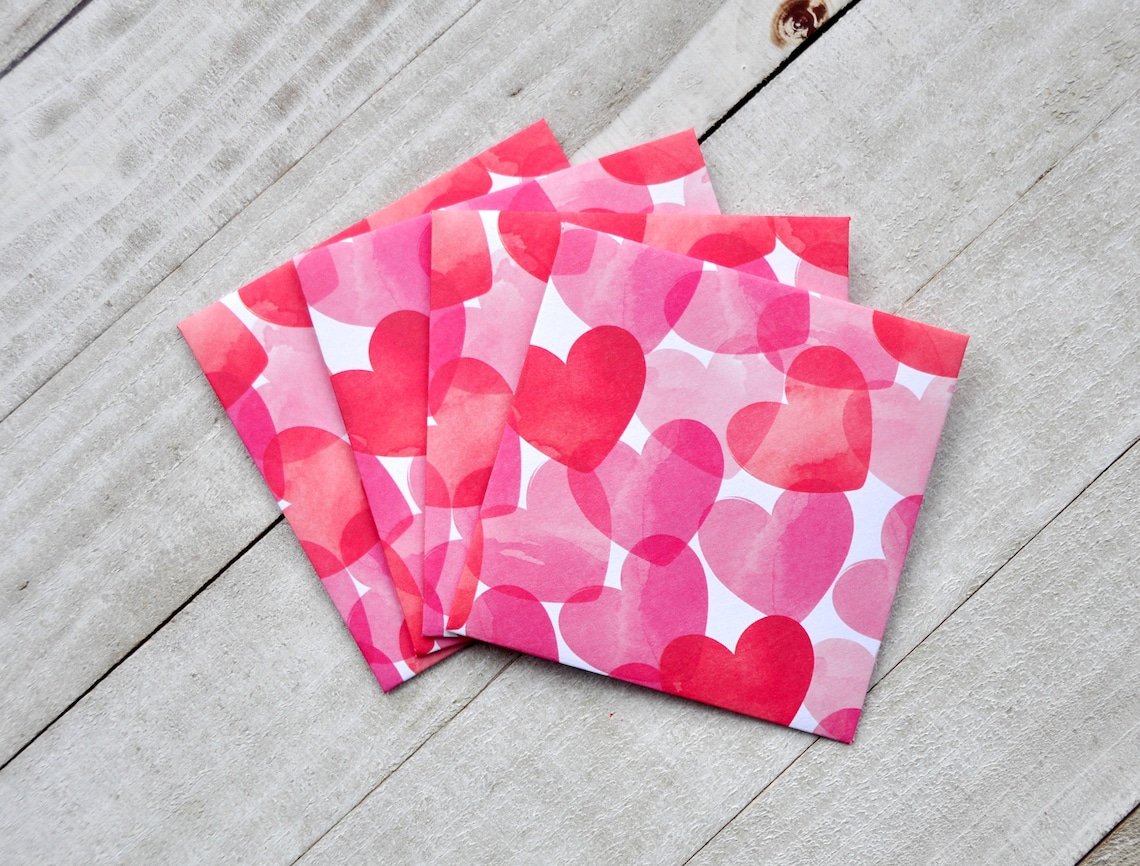 Heart Mini Envelopes, Valentine Cards, Love Notes, Set of 4 - Etsy