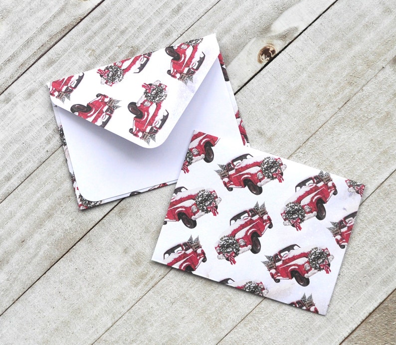 Red Truck Mini Envelopes, Christmas Cards, Enclosure Cards, Gift Tags ...