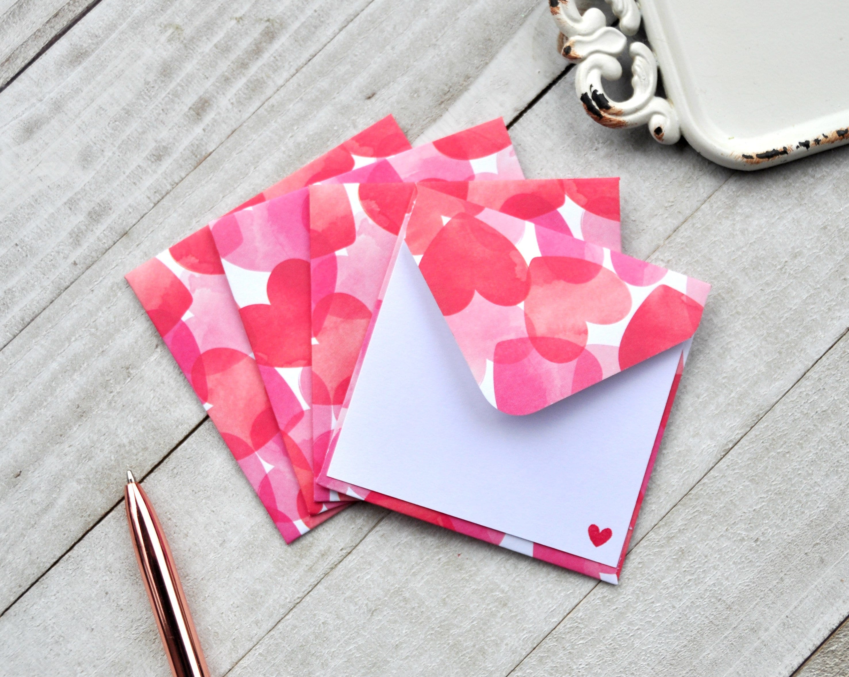 Heart Mini Envelopes, Valentine Cards, Love Notes, Set of 4 - Etsy