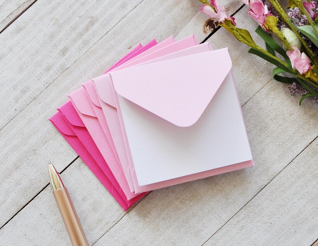 Assorted Pink Mini Envelopes, Blank Mini Cards, Valentine's Day ...