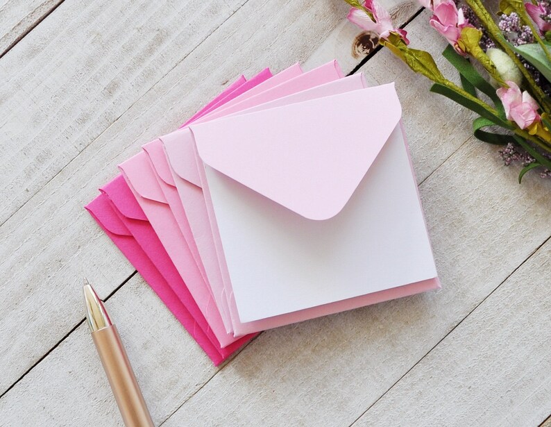 Assorted Pink Mini Envelopes Blank Mini Cards - Etsy