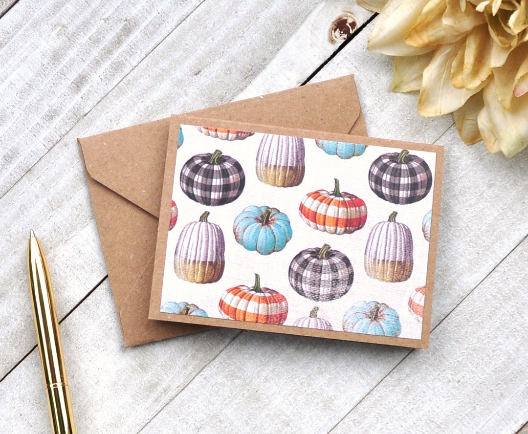 Small Pumpkin Cards Autumn Mini Cards Harvest Cards Blank - Etsy