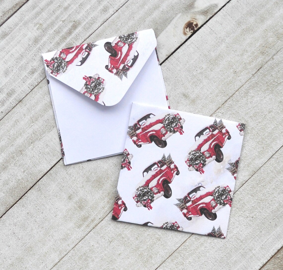 Red Truck Mini Envelopes, Christmas Cards, Enclosure Cards, Gift Tags ...
