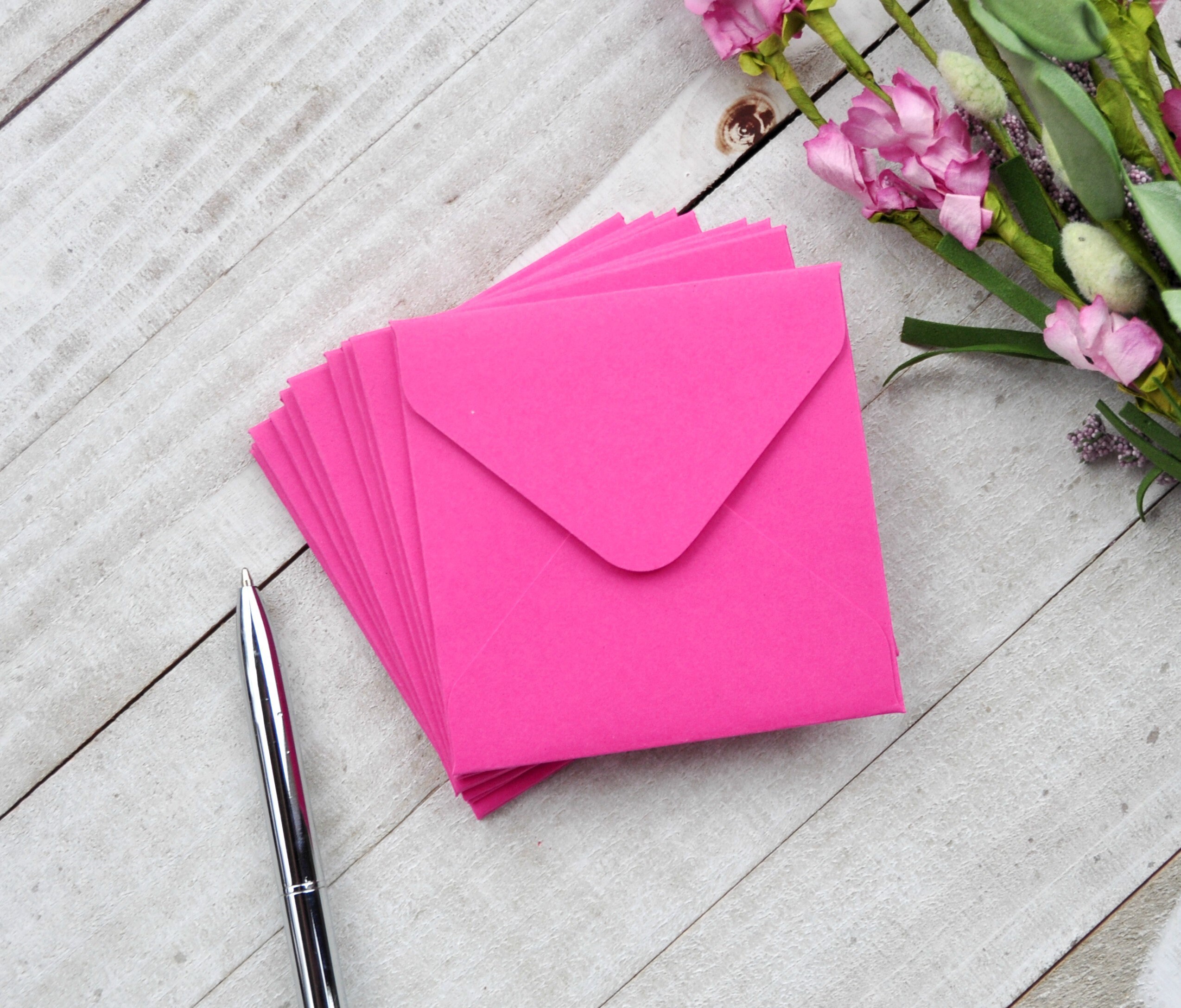 Bright Pink Mini Envelopes Blank Mini Cards Valentine's | Etsy