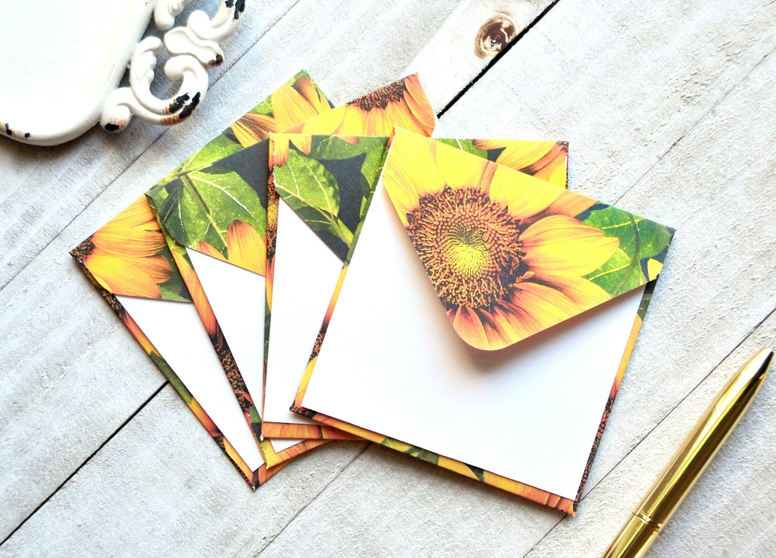 Sunflower Mini Envelopes Blank Mini Cards Floral Envelopes | Etsy