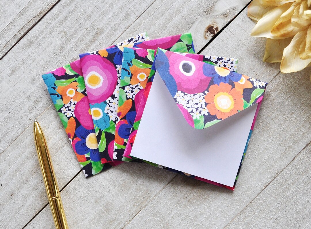Floral Mini Envelopes, Blank Mini Cards, Enclosure Envelopes, Floral ...