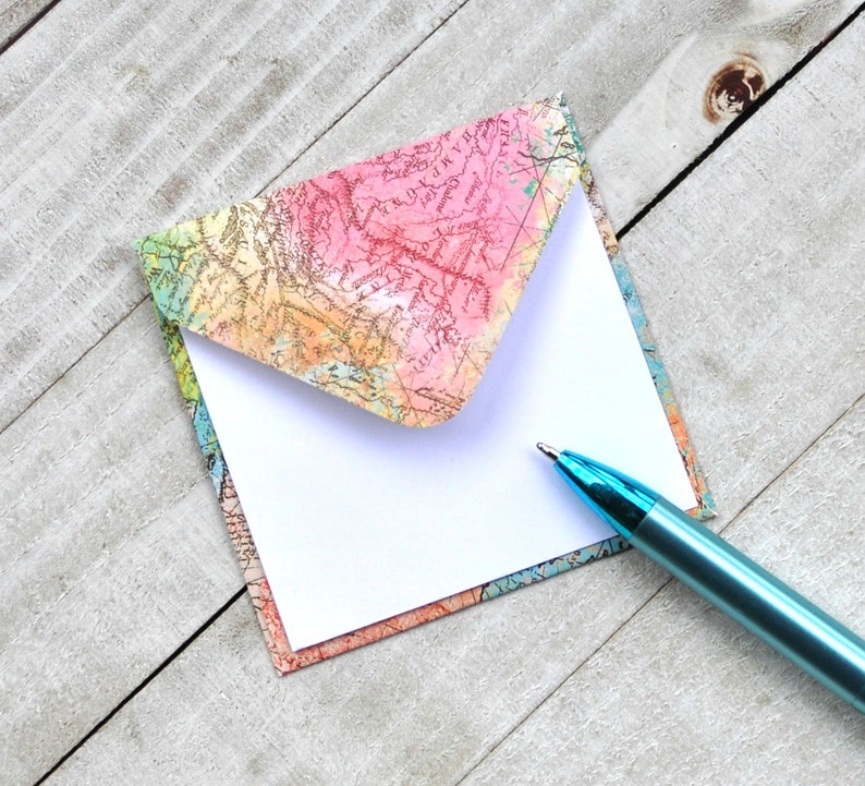 World Map Mini Envelopes Travel Cards Blank Cards Patterned - Etsy