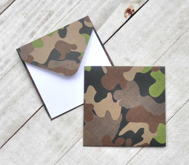 Camo Mini Envelopes, Camouflage Note Cards, Enclosure Cards, Blank ...