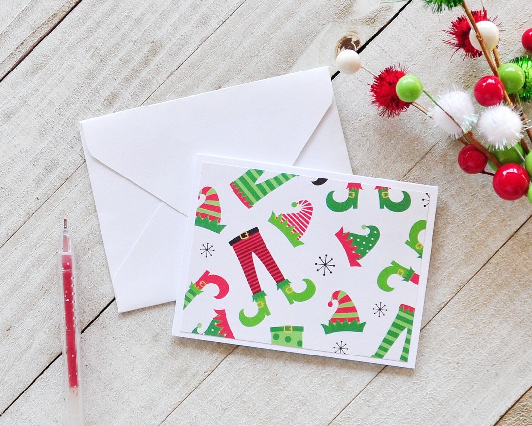 Mini Elf Cards, Christmas Mini Cards, Elves Blank Cards, Enclosure ...