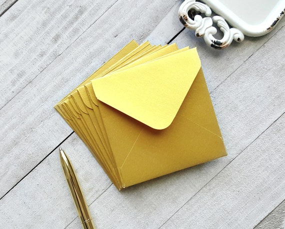 Gold Mini Envelopes Blank Mini Cards Bridal Shower Advice | Etsy