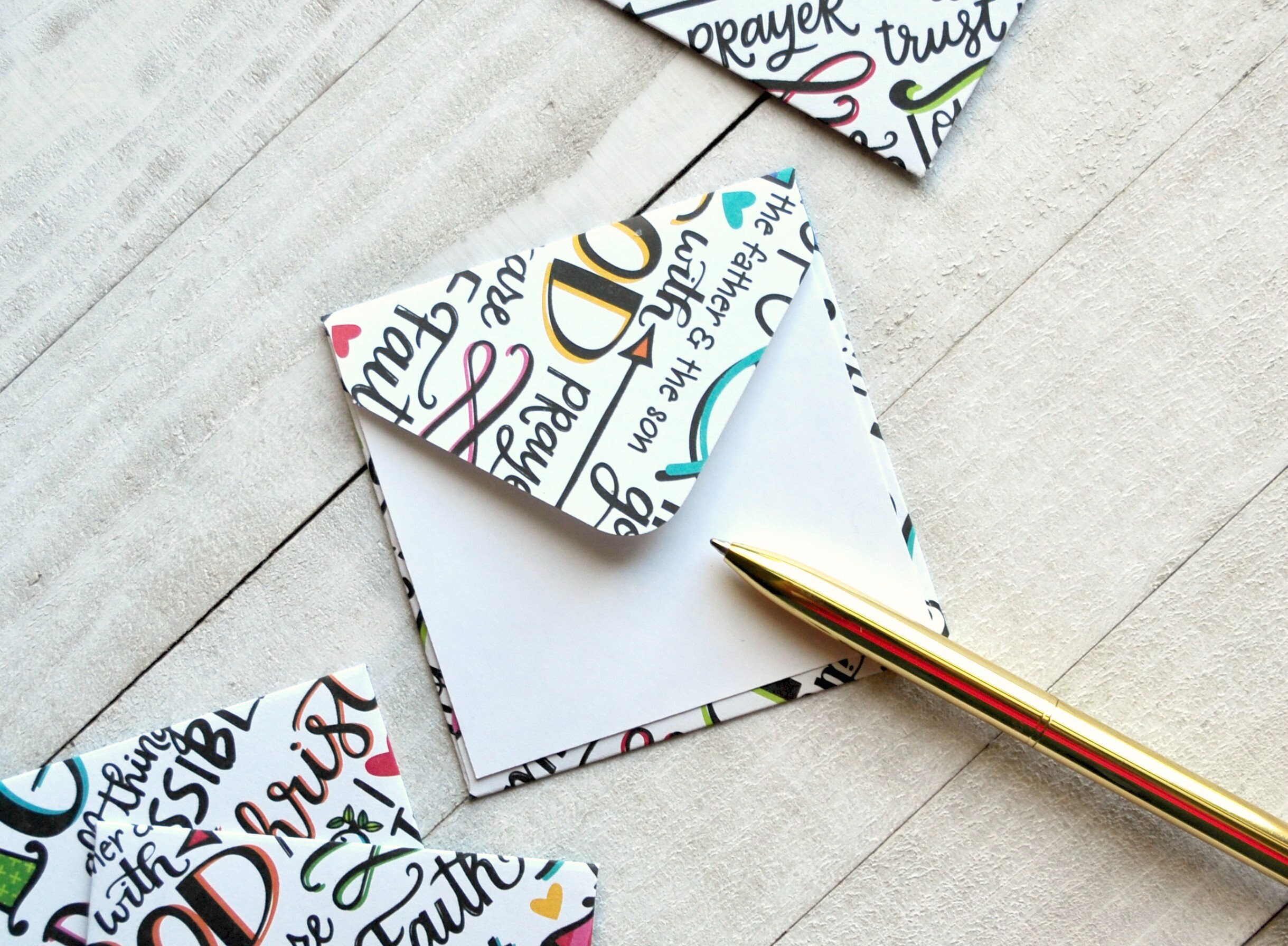 Christian Mini Envelopes Christian Note Cards Baptismal Note | Etsy