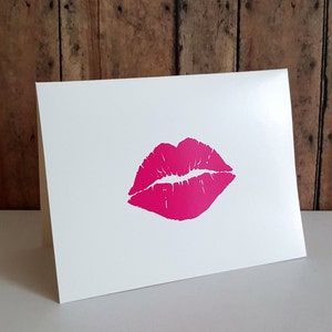 Pink Lips Cards Love Card Fun Girls Card Hot Pink Pink | Etsy