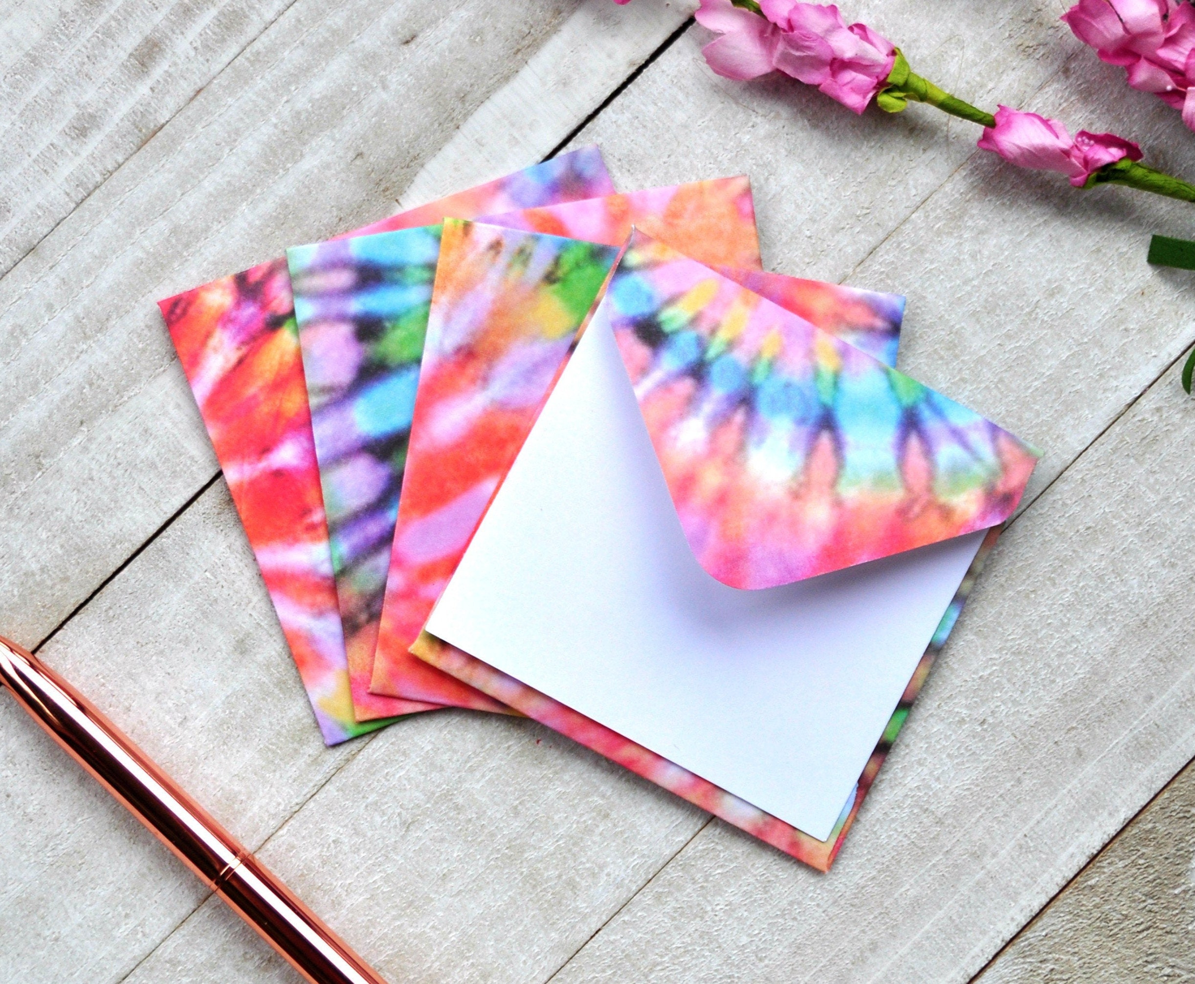 Tie Dye Mini Envelopes, Tie Dye Cards, Blank Cards, Patterned Envelopes ...