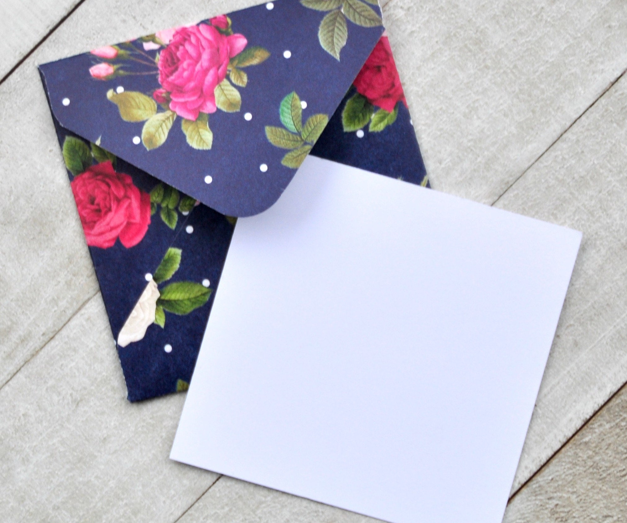 Advice Cards Enclosure Cards Set of 4 Blue Floral Mini Envelopes Blank ...