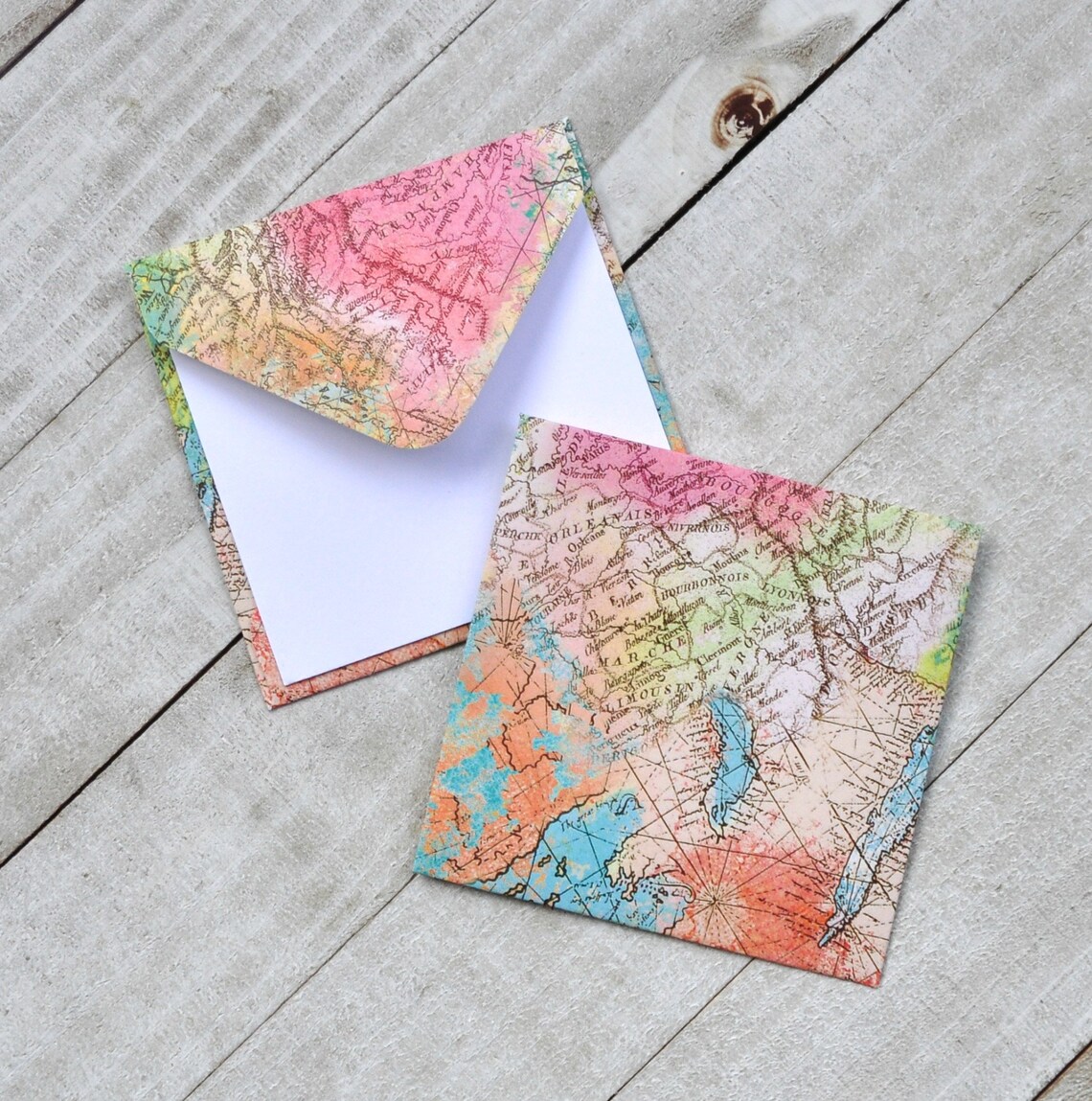 World Map Mini Envelopes Travel Cards Blank Cards Patterned - Etsy