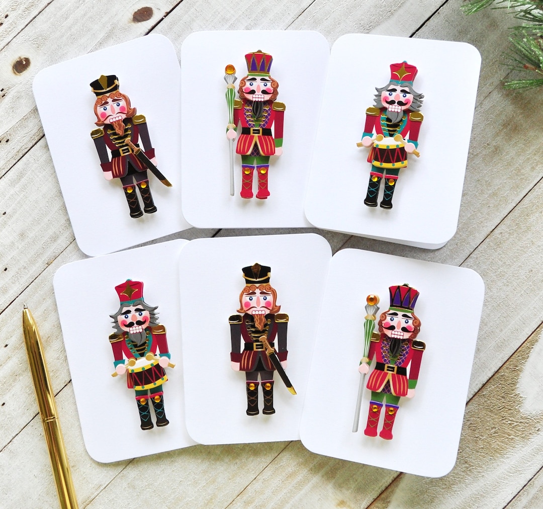 Small Nutcracker Christmas Cards, Mini Enclosure Cards, Small Holiday ...