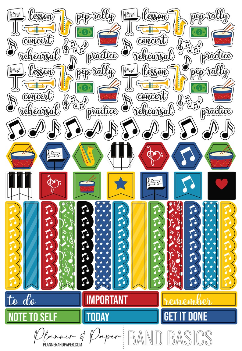 PRINTABLE Band Planner Basics Standard Size erin Condren Planner ...