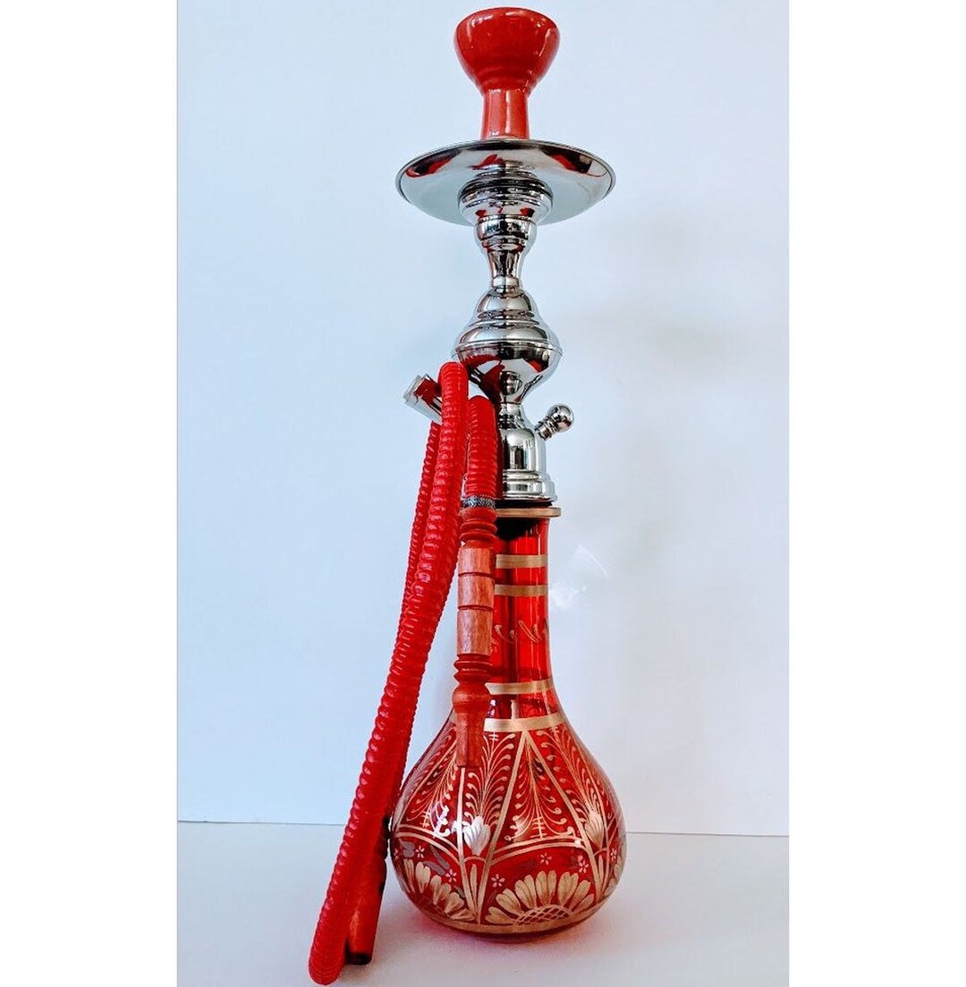 Glass Base Hookah Pipe Decoration - Hand Painted With Traditional ...